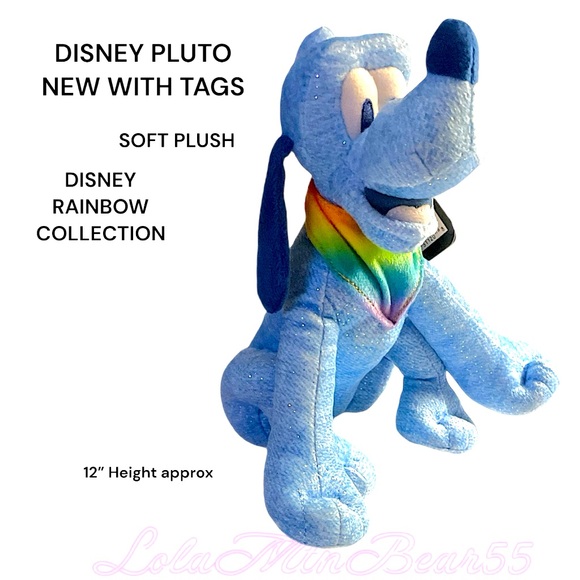 Disney | Toys | Disney Pluto Rainbow Plush With Tagsglitter Blue Color ...